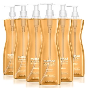 Method Gel Dish Soap, Clementine, Biodegradable Formula, Tough on Grease, 18 Fl Oz (Pack of 6)