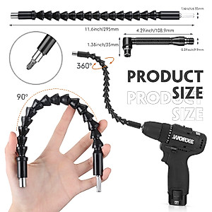 32 Pieces Flexible Drill Bit Extension Set Including 105° Right Angle Drill Attachment 1/4, 3/8, 1/2 Inch Hex Adapter Socket Bendable Magnetic Extender Universal Drill Bit Extension Screwdriver