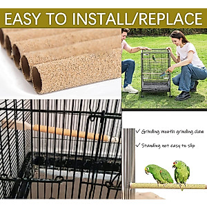 20Pcs Sand Perch Covers for Bird - 7.5" Bird Perchs Bird Stand Bird Cage Accessories Natural Wood Perch Platform Paw Grinding Stick for Parakeets, Lovebirds, Parrotlets, Canaries