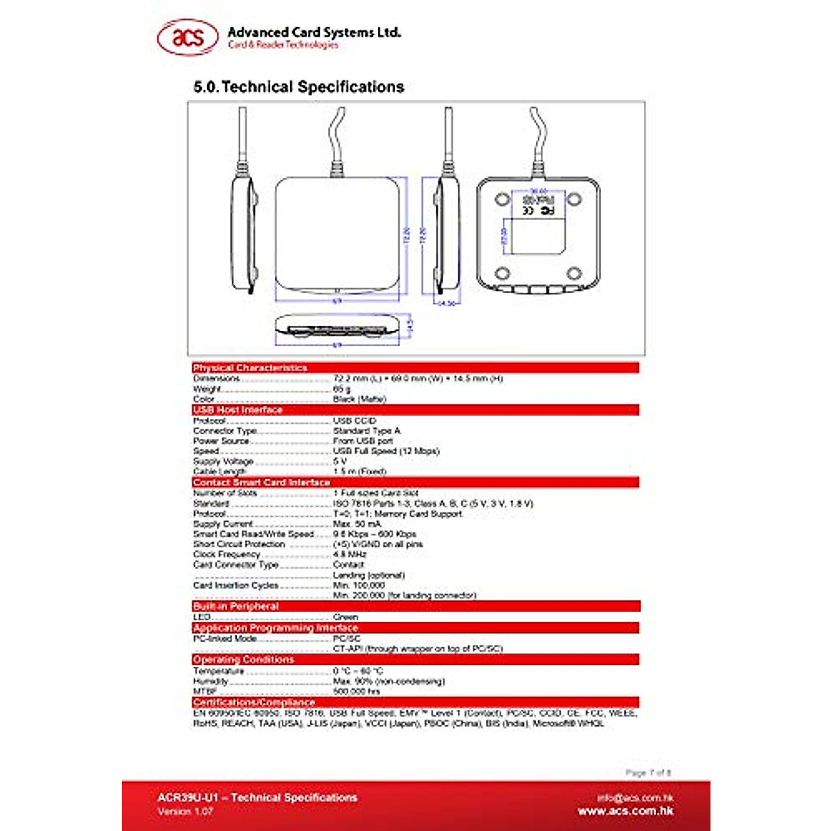 USB Smart Card Reader ACS ACR39U