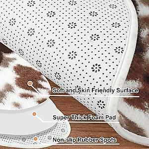 FALARK INC Premium Faux Cowhide Rug, 4.6ft x 5.2ft Cow Print Rugs for Living Room Bedroom, Cute Animal Print Carpet Western Home Decor Rug, Upgraded Non-Slip Soft Cow Skin Rugs, Brown and White