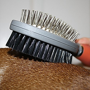 GoPets Professional Double Sided Pin & Bristle Brush for Dogs & Cats Grooming Comb Cleans Pets Shedding & Dirt for Short Medium or Long Hair