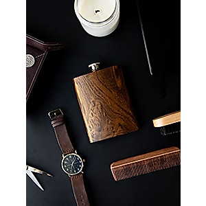 SoBoho 8oz Stainless Steel Maple Flask - Box Includes Flask, Funnel, and Shot Glasses - Perfect for Groomsmen Gifts, Groomsmen Proposal Box, Best Man Gifts for Wedding - Groomsmen Flask Set