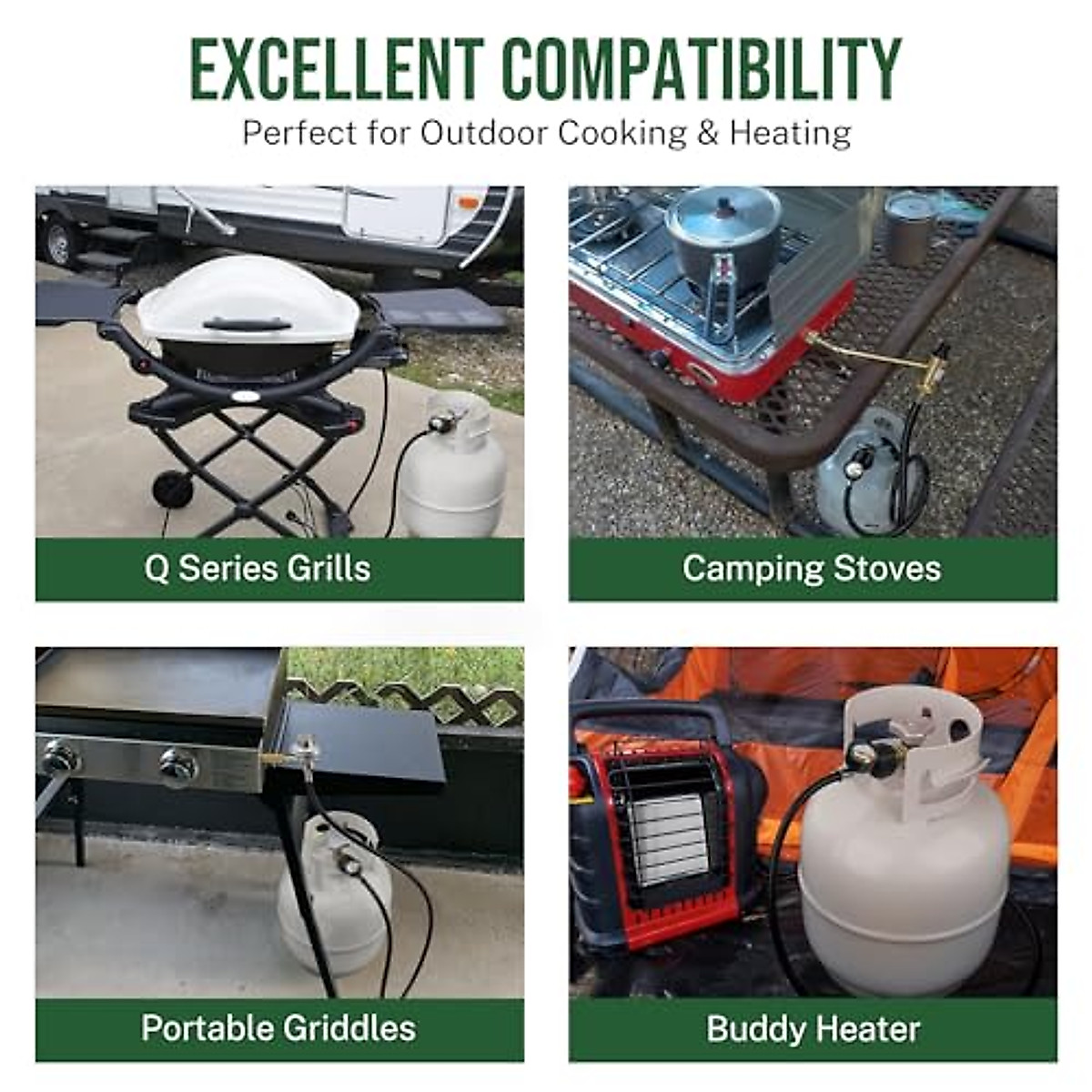 Alloxity 6FT Propane Hose Adapter 1lb to 20lb, Propane Tank Hose with Gauge, Propane Adapter 20lb to 1lb Converter, Adapter Hose for Weber Q Grill, Coleman Camp Stove, Blackstone Griddle, Buddy Heater