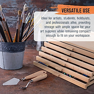 U.S. Art Supply 6 Drawer Wood Artist Supply Storage Box - Pastels, Pencils, Pens, Markers, Brushes