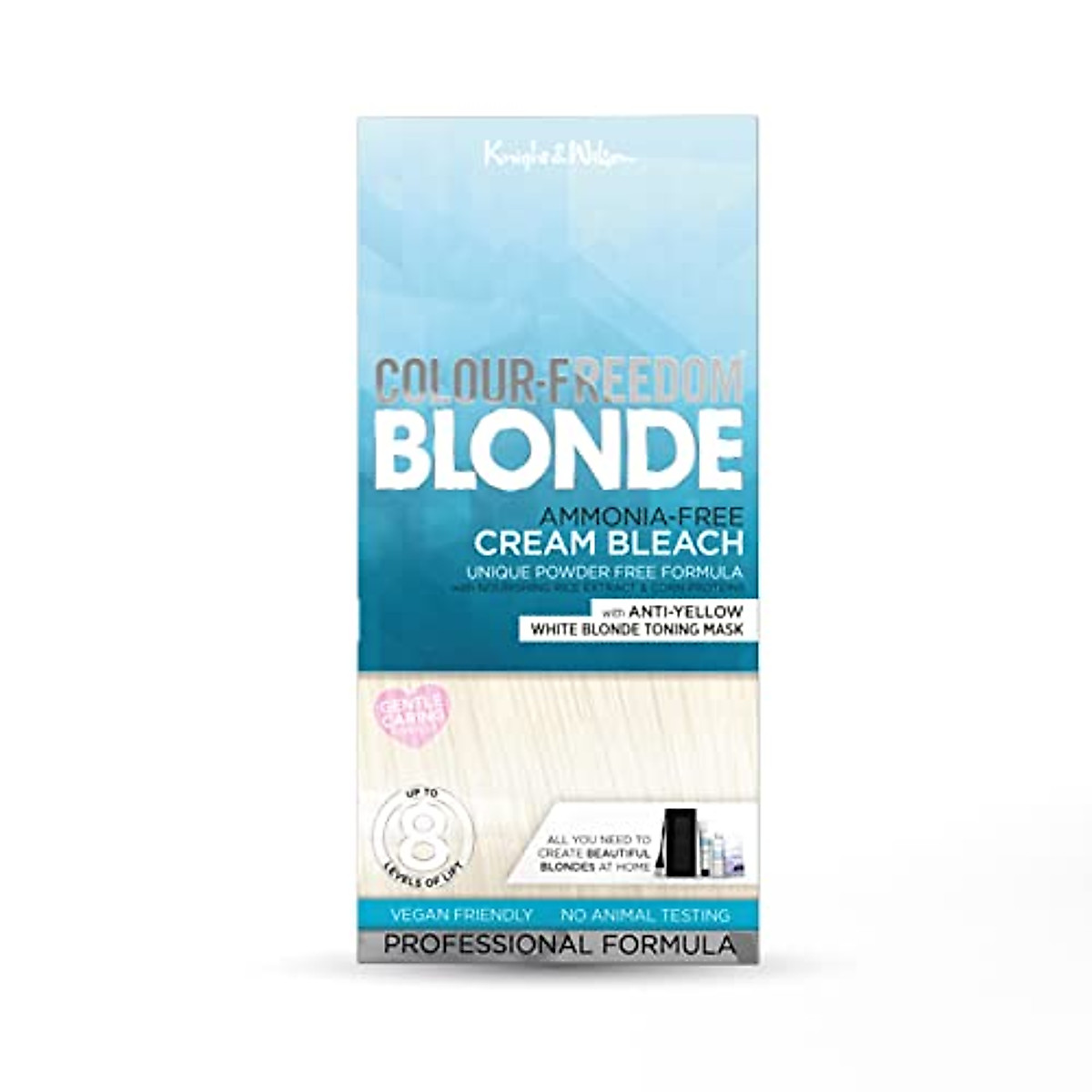 Knight & Wilson Color-Freedom Cream Hair Bleach Kit. Ammonia-Free Formula Lifts up to 8 Shades. Protects & Repairs While Lightening. Complete Hair Bleaching kit with Tint Bowl, Brush, Gloves & Cap