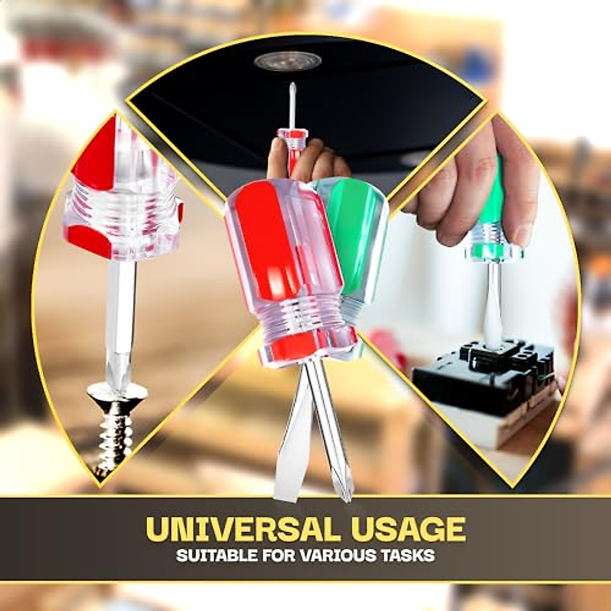 Small Flathead Screwdriver Slotted Phillips Screwdriver - Stubby Screwdriver Set Magnetic Tip Flat Phillips Short Screwdriver for Small Screws - Mini Screwdriver Set Small Size Pocket Screw Driver Set