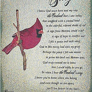 Dicksons The Cardinal's Song Poem on Green 52 x 68 All Cotton Tapestry Throw Blanket