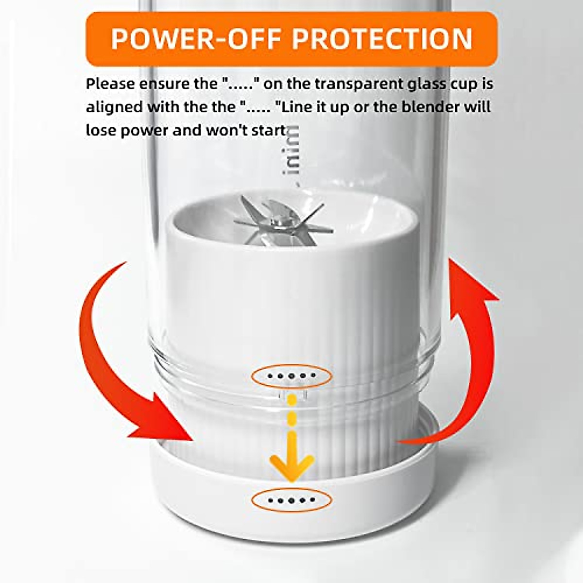 HF OPTPROD Portable Blender for Juice Shakes and Smoothies, Personal Size Blender for Fresh Fruit Veggie Juice Cup with USB Rechargeable & 8 Blades,White