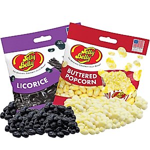 Sweetzo - Buttered Popcorn and Licorice Flavor Jelly Beans, Most Controversial Weird Flavored Candies, Movie Night Essentials Candy Snack Kit, Pack of 2, 3.5 Ounces