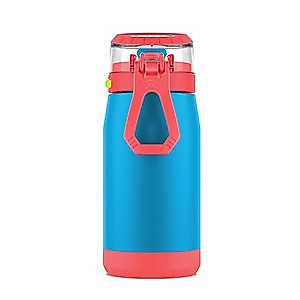 ZULU Kids Flex 12oz Stainless Steel Insulated Water Bottle with Silicone Spout, Leak-Proof Locking Flip Lid and Soft Touch Carry Loop for School Backpack, Lunchbox, and Outdoor Sports, Superhero