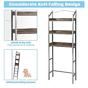 Giantex Over-The-Toilet Spacesaver 3-Tier W/Adjustable Shelves and Sturdy Metal, Easy Assembly Freestanding Bathroom Rack for Essentials Bathroom Storage Organizer Rack (Sliver)