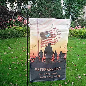 LoveMyHome Thank You Military Service Patriotic Garden Flag Memorial Veterans Day All Gave Some Some Gave All Decorative Yard Banner for Outdoor 12.5 x 18 Inch Printed Both Sides