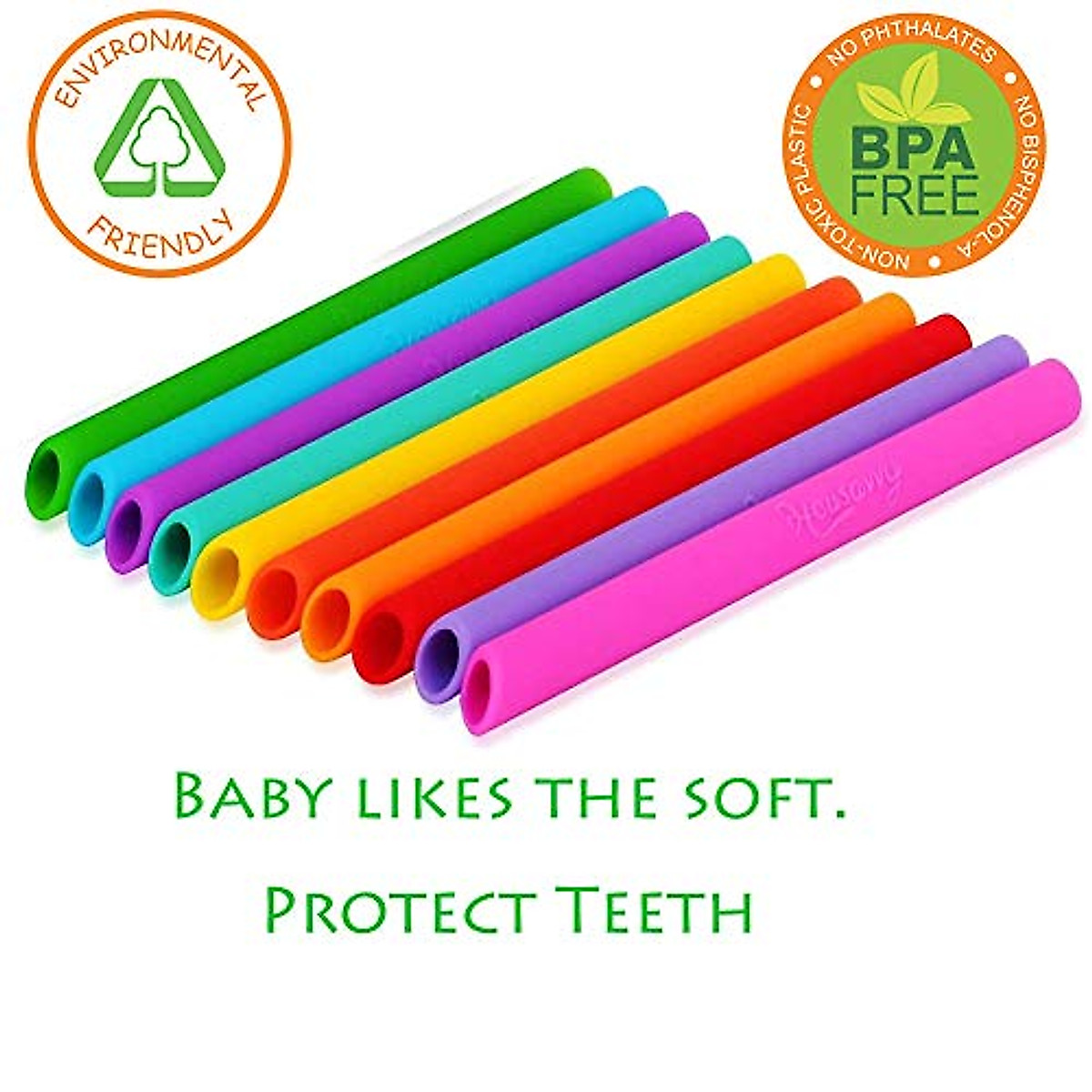 Housavvy 8oz Kids & Toddlers Reusable Silicone Drinking Straws 12 Pack with Cleaning Brush (Smoothie Straws for Housavvy 8oz Kids Cups)