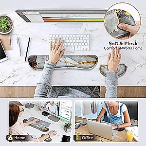 Gimars Upgrade Enlarge Gel Memory Foam Set Keyboard Wrist Rest Pad, Comfortable Ergonomic Design for Easy Typing Pain Relief, Firm Mouse Wrist Cushion Support for Office, Computer, Laptop, Mac