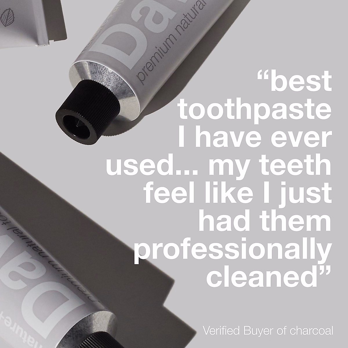 Davids Charcoal Toothpaste for Enhanced Teeth Whitening, Peppermint, Antiplaque, Flouride Free, SLS Free, Enamel Safe, Toothpaste Squeezer Included, Recyclable Metal Tube, 5.25oz