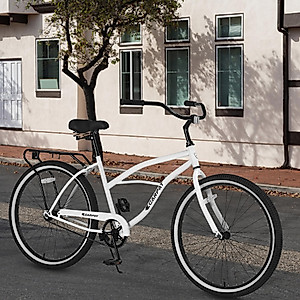 Toolmoo 26 Inch City or Beach Cruiser Bike Coaster Brake for Women Men White Free Return