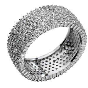 HarlemBling Real Solid 925 Silver - His Or Hers Micropave Ring - Wedding Band Or Pinky Ring Looks Nice On Anyone - Iced Out Eternity Hip Hop Band (7)