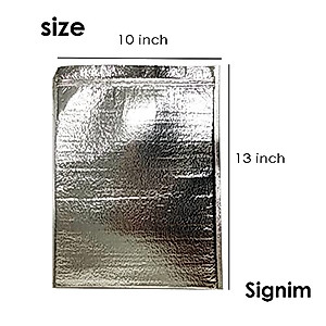 Signim Insulated Easy Zip Lock Resealable Aluminum Sandwich Bag with ice pack - Reusable Thermal Snack Bento Camping Picnic Hot & Cold Pouch (5P, 10 inch x 13 inch)