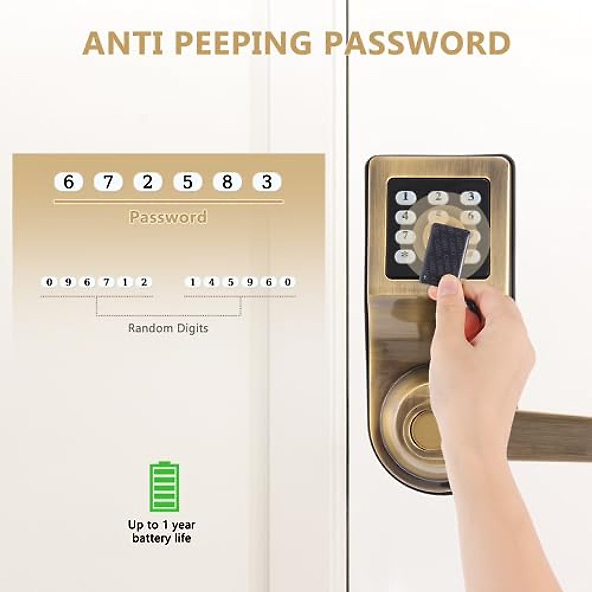 GOODUM Door Locks with Handle, keyless Door Locks, biometric Locks, Numerical keypad Door Locks, keypad Locks with Handle