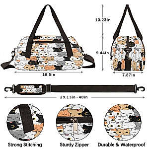 Kids Duffle Bag for Boys Girls Sport Gym Bag Kids Carry-On Bag for School Practice Ballet, Weekender Travel Duffel Bag (cute cats)