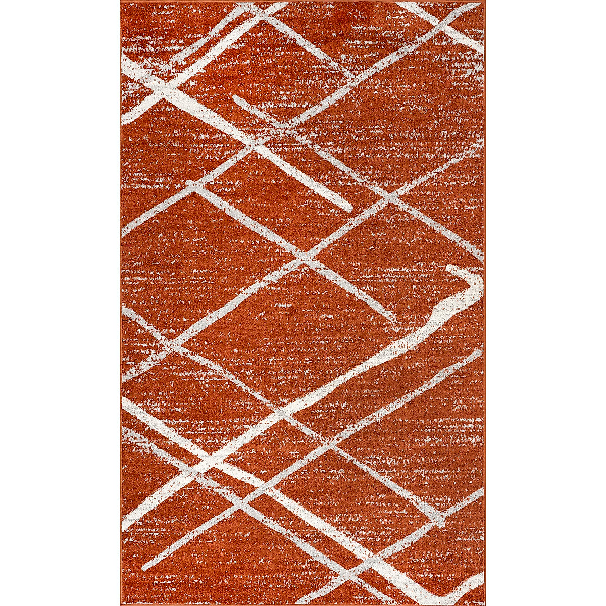 nuLOOM 4x6 Thigpen Contemporary Area Rug, Dark Orange, Abstract Lines, Non-Slip Backing, Stain Resistant, For Bedroom, Dining Room, Living Room, Hallway, Office, Kitchen, Entryway