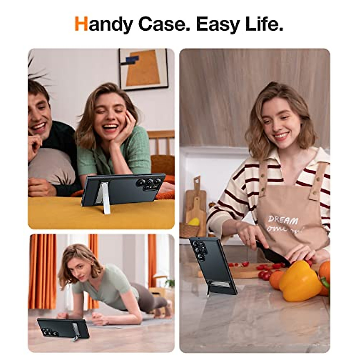 TORRAS MarsClimber Case for Samsung Galaxy S23 Ultra Case with Kickstand, [3-Way Sturdy Kickstand] [10 FT MIL-Grade Shockproof] Translucent Slim Case for Samsung S23 Ultra Phone Case, Phantom Black