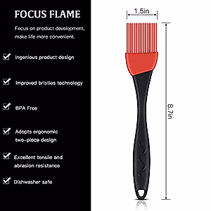 FOCUS FLAME Basting BBQ Baster Brush Grilling 2 pcs 8 IN Silicone Pastry Brush Oil Cooking Brush for cast iron Perfect Barbecue Baking Sauce Butter Dessert Marinade Meat Dishwasher Safe BBQ Brush
