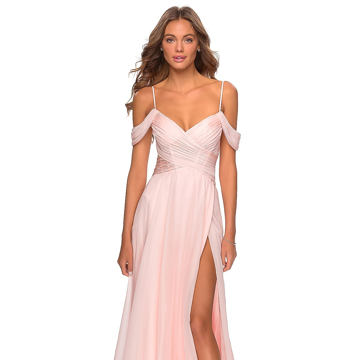 Spaghetti Straps Bridesmaid Dresses Red Long Chiffon V Neck Formal Evening Dress with Pockets Size 14