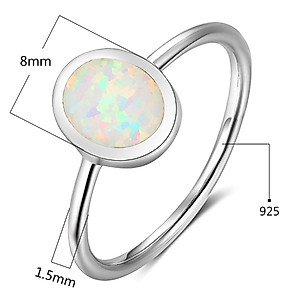 Fire Opal Sterling Silver Plain Wedding Engagement Ring (8)