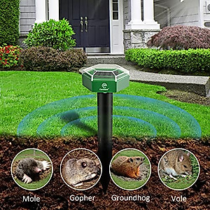 Careland Mole Repellent Stakes Solar Powered Ultrasonic Gopher Deterrent Groundhog Repeller Sonic Spikes Outdoor Vole Control Chaser for Lawn and Garden Waterproof (6pack)