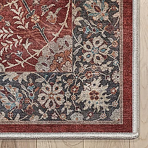 Well Woven Liana Flatweave Persian Floral 6' x 9' Area Rug Red