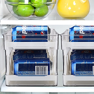 ZWMBYN Rolling Soda Can Organizer Refrigerator Drink Can Holder, 2-layer Automatic Refrigerator Drink Can Dispenser, Drink Beverage Dispenser Rack for Freezer, Countertop, Cabinets & Pantry