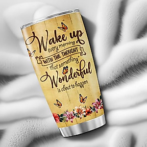 HUBUPU Elephant Gifts, Flower Butterfly Floral, Tumbler 20 Oz With Lid And Straw, Elephant Inspiring