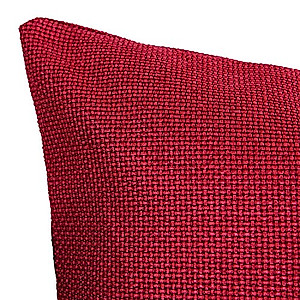 Deconovo Decorative Pillow Faux Linen Pillow Cases Hand Made Throw Cushion Covers with Zipper for Party Sof, 18x18 Inch, Red