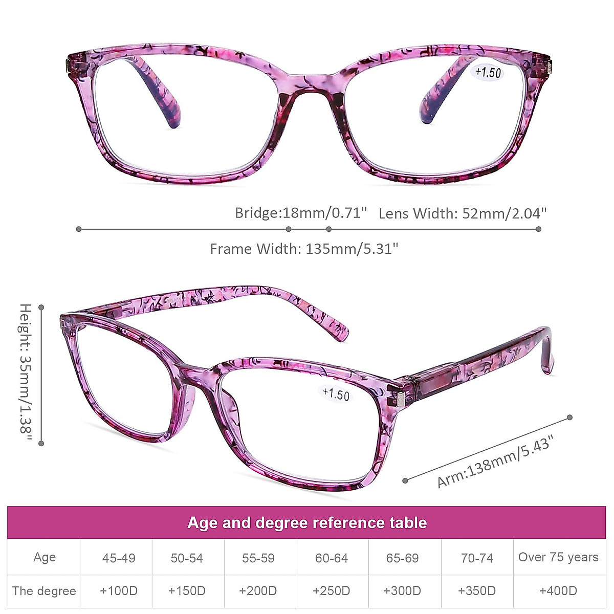 DOOViC 4 Pack Computer Reading Glasses Blue Light Blocking Anti Eyestrain Spring Hinge Stylish Readers for Women 3.50 Strength