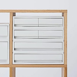 MUJI Polypropylene 2 Drawers Storage Box, A4 Wide, 37cm Width x 26cm Depth x 9cm Height, White/Grey