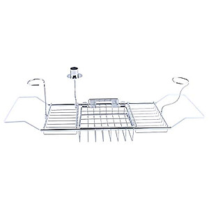 Zoternen Tub Shelf, Stainless Steel Shower Bathtub Caddy Tray Expandable Bath Organizer Soap Red Wine Rack Holder Bath Tub Tray for Home Kitchen Bathroom