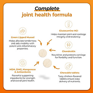 VETRISCIENCE GlycoFlex Plus Hip and Joint Supplement for Dogs, Chewable Tablet â€“ Extra-Strength Joint Support with Green Lipped Mussel, Chondroitin, and Glucosamine for Dogs