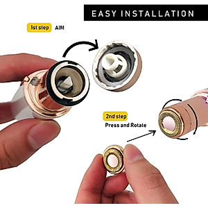 6 Pcs Facial Hair Remover Replacement Heads for Women's Painless Flawless Hair Remover(Only Fit Gen 1) for Good Finishing and Well Touch, 18K Rose Gold-Plated Blade Head With Cleaning Brush -Rose Gold