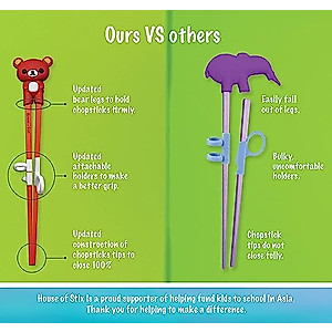 House of Stix kids chopsticks for kids children beginners and adults 4 pairs training chopsticks set with attachable learning chopstick helper right or left handed reusable fun helper