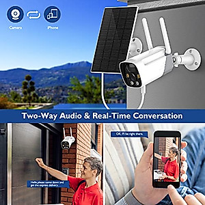 HAWKRAY Solar Security Outdoor Camera Wireless,Solar-Powered Rechargeable Battery,2K Resolution 3X Digital Zoom,WiFi Camera IP66,AI,PIR Motion Detection, 2-Way Audio, Color Night Vision,Cloud/Micro SD