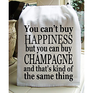 Champagne and Happiness handmade printed Kitchen flour sack towel