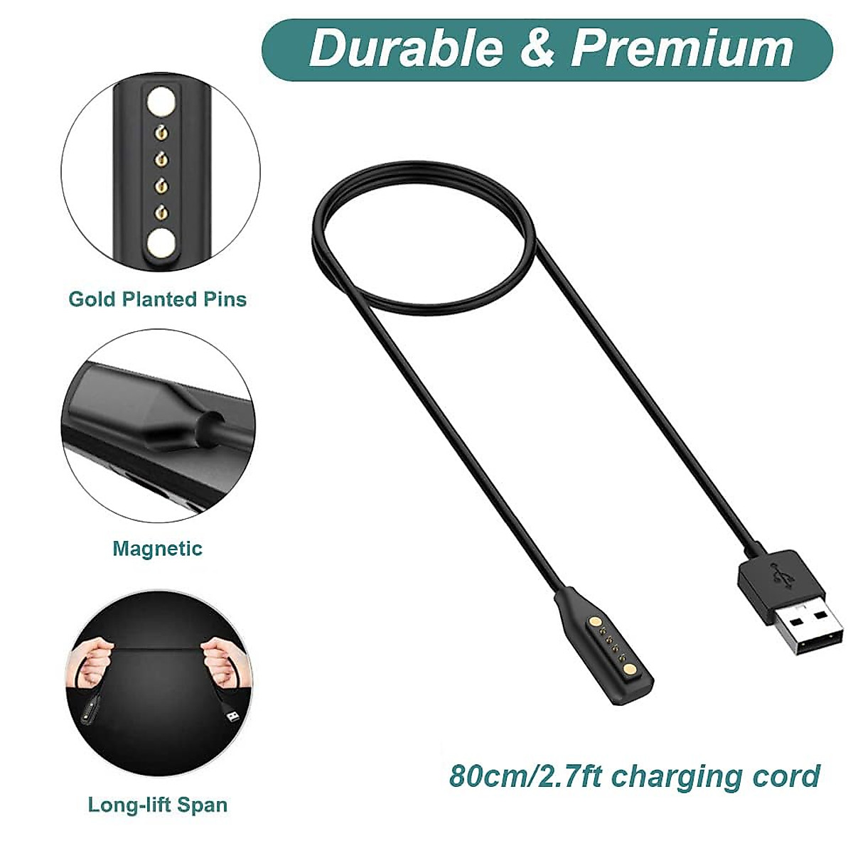 Kissmart Charger for Bose Frames Alto/Rondo/Soprano/Tenor, Replacement Magnetic USB Charging Cable for Bose Frames Audio Sunglasses (2-Pack)
