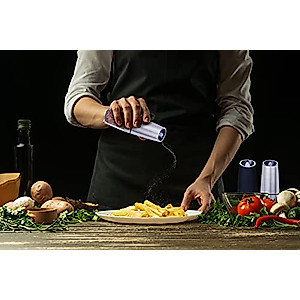 Sunbag Electric Gravity Salt and Pepper Mill,Battery Operated Automatic Salt and Pepper Mill - Blue LED Light,Adjustable Coarseness,One Handed Operation