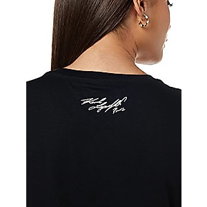 Karl Lagerfeld Paris womens Short Sleeve Sequin Sunglass Tee T Shirt, Sequin Sunglass Black, Medium US