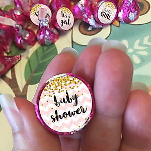 180 Baby Shower Chocolate Drops Labels - Kisses Candy Stickers,Baby Shower Favors, Baby Shower Party Supplies Baby Shower Favors for Girl,0.75 Inches.