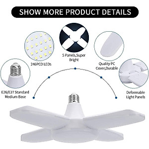 FOROUREYES The New 60W Foldable Warm White LED Pendant Lights No Flicker E27 LED Bulb 360 Degrees Angle Adjustable Ceiling Lamp