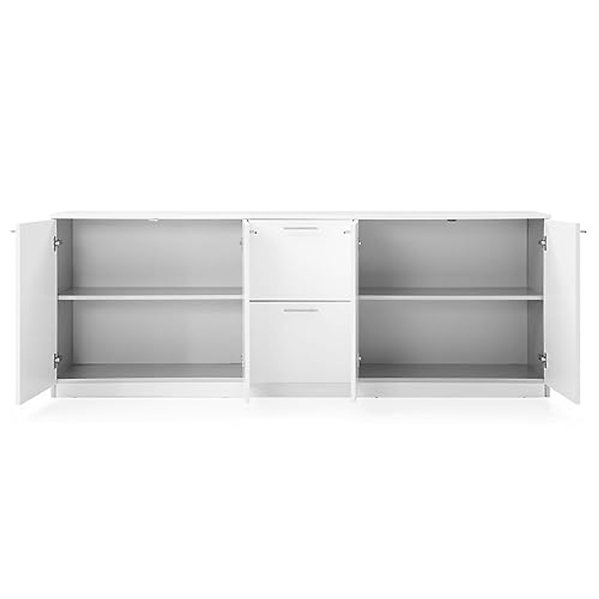 ZURI Furniture Reagan Modern Polished Office Storage and Filing Cabinet Credenza - White