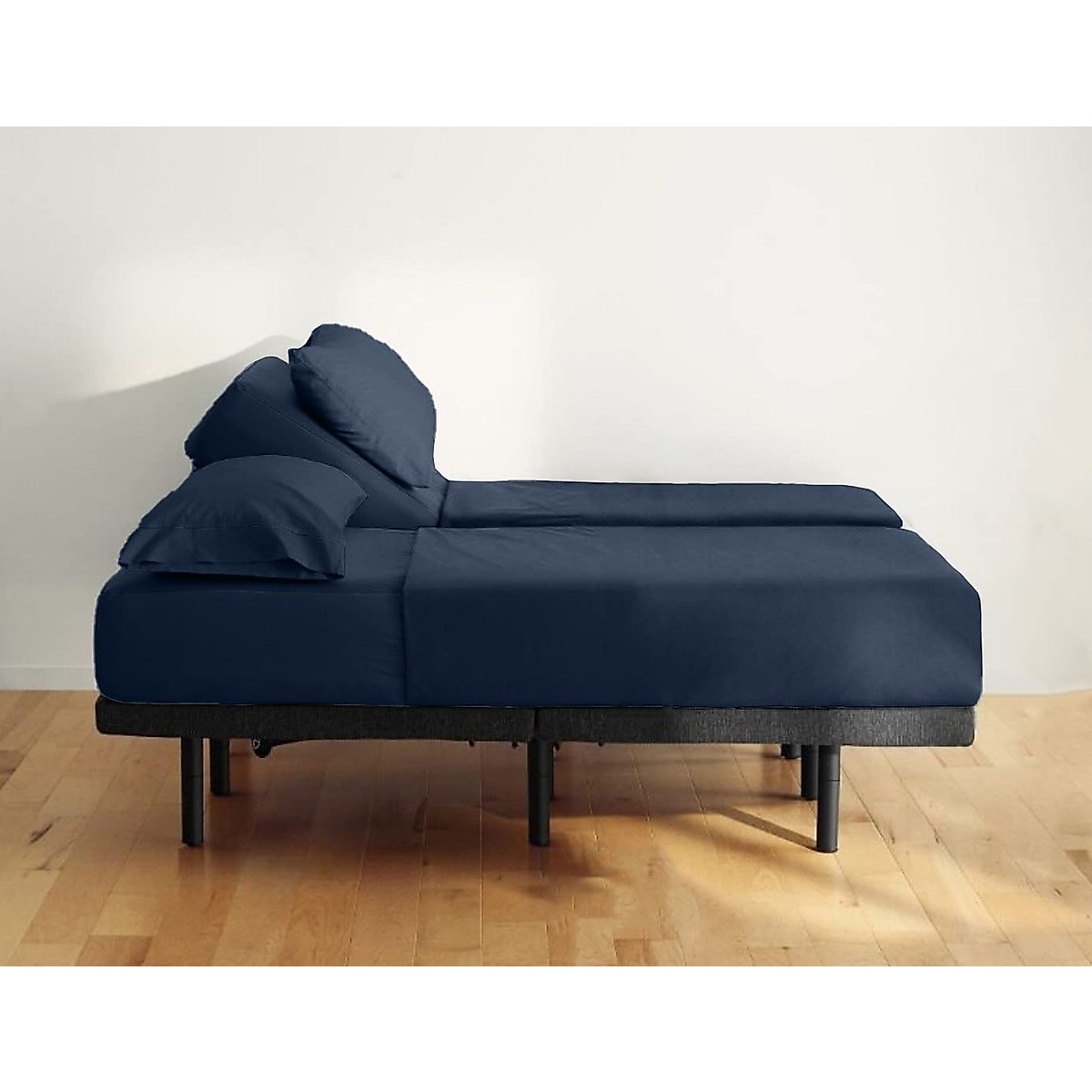 Split King Sheet Set for Adjustable Bed - 1000-Thread-Count 100% Egyptian Cotton 18 inch Deep Pockets 1000-TC 5PC Bedsheet - Mediterranean Blue